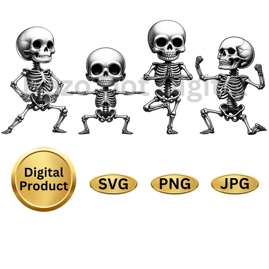 Skeletons Doing Yoga SVG Digital File Download, Digital PNG and JPG ...