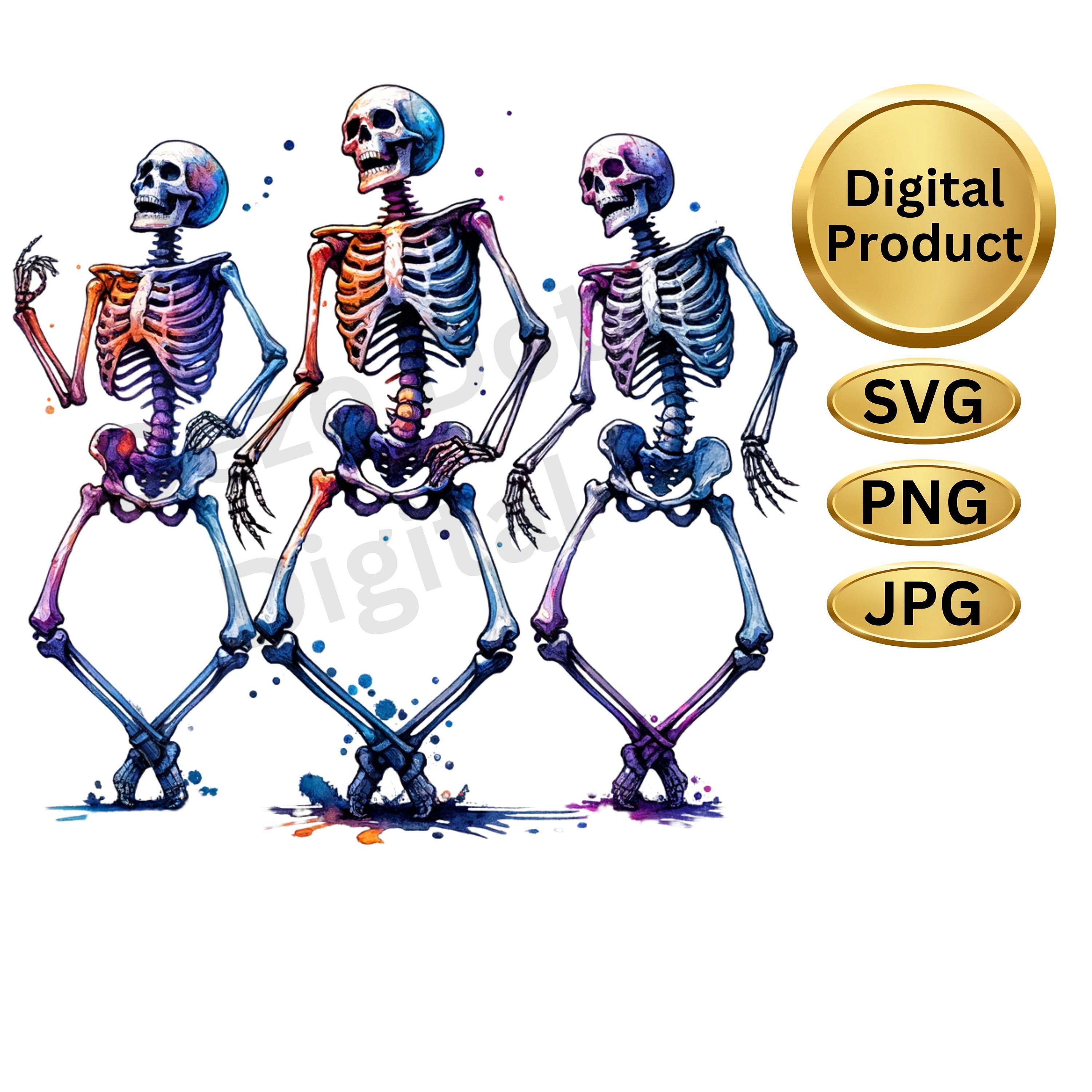 Dancing Skeleton SVG File, Digital Skeleton PNG, Digital JPG File ...