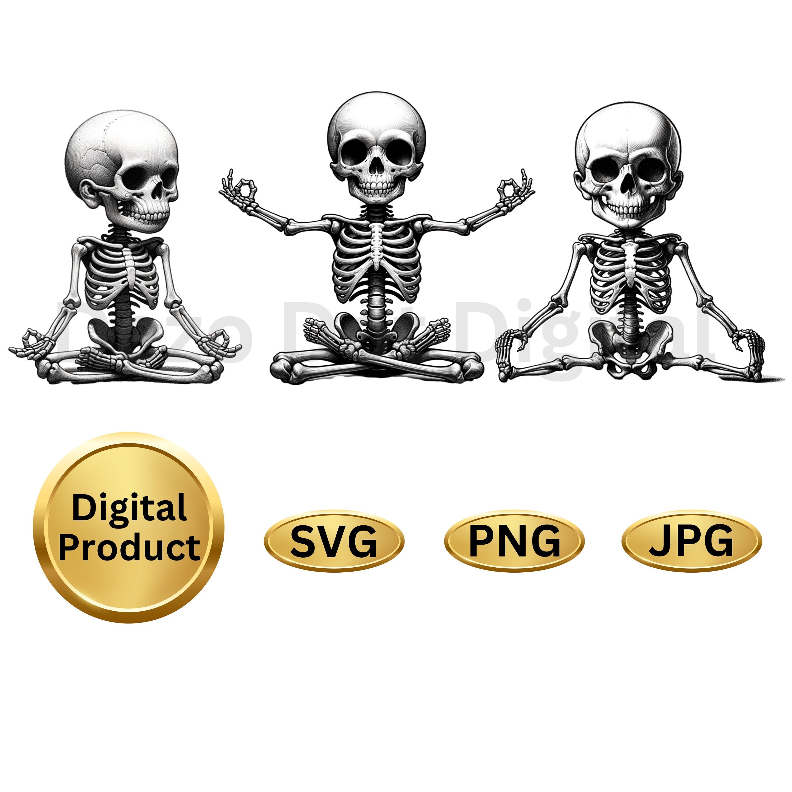 Skeletons Doing Yoga SVG Digital File Download, Digital PNG and JPG ...