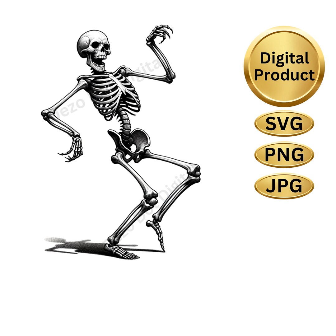 Dancing Skeleton SVG File, Digital Skeleton PNG, Digital JPG File ...