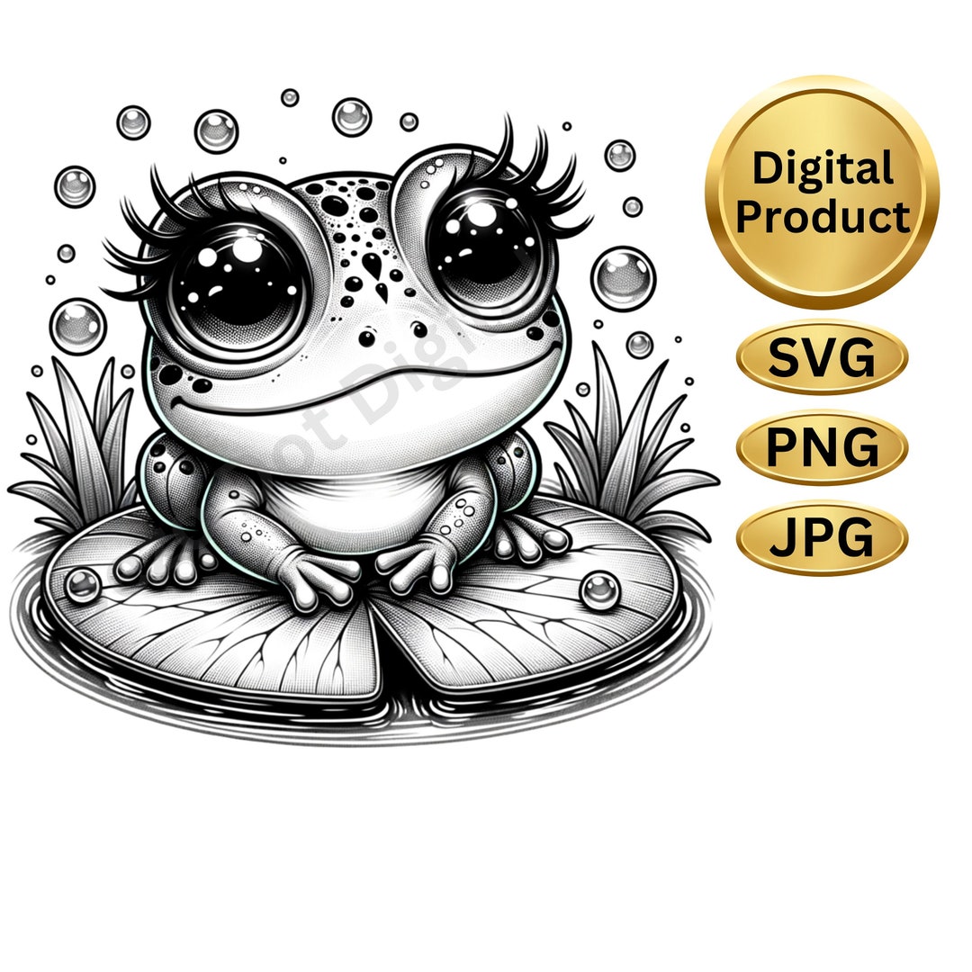 Cute Frog Sitting on Lily Pad SVG Digital File for Download, Digital ...