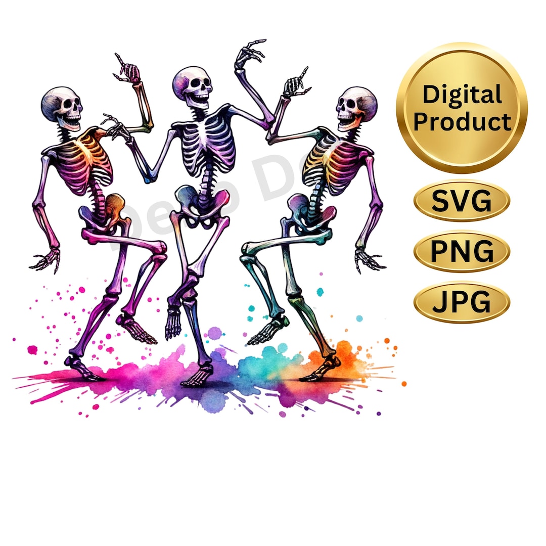 Dancing Skeleton SVG File, Digital Skeleton PNG, Digital JPG File ...
