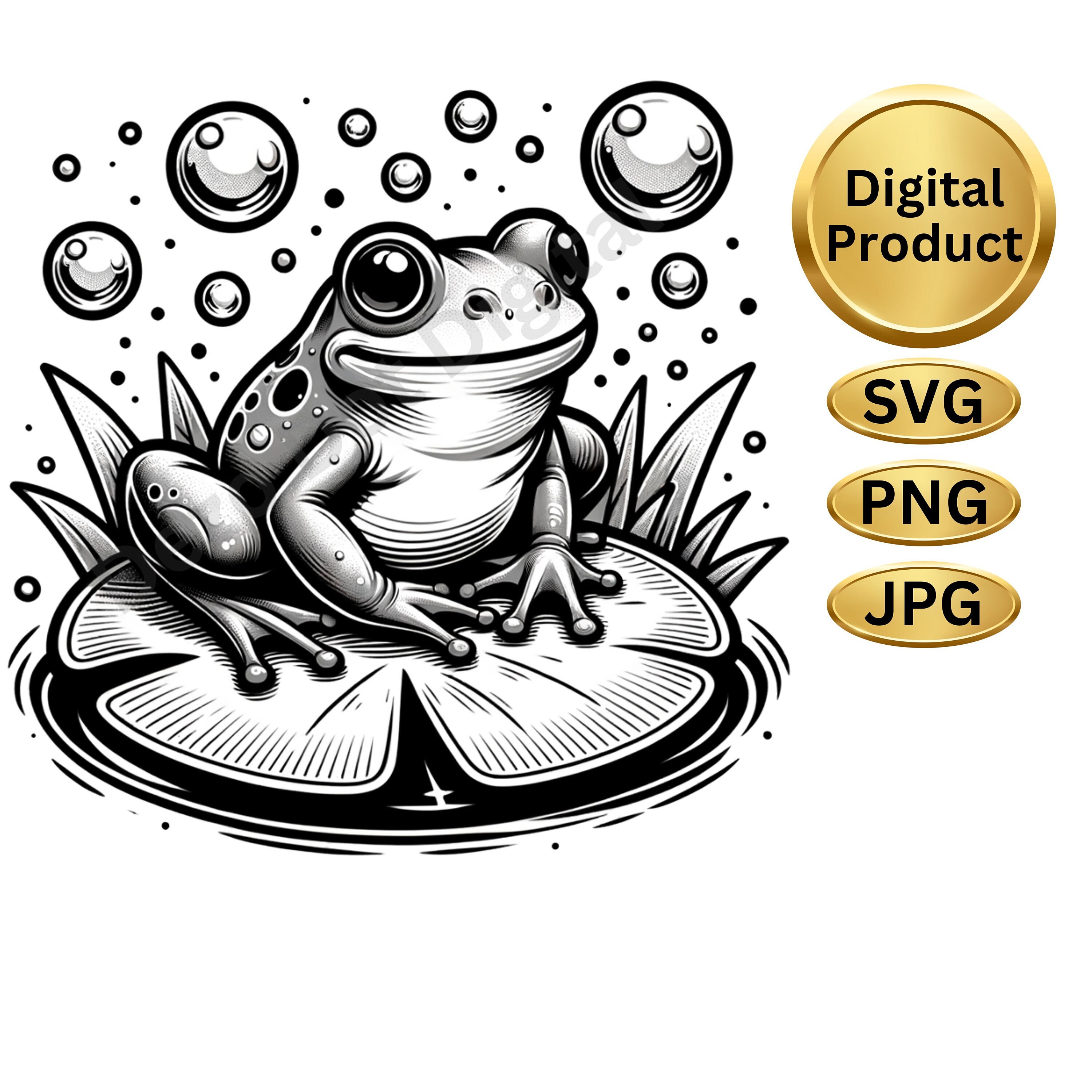 Cute Frog Sitting on Lily Pad SVG Digital File for Download, Digital ...