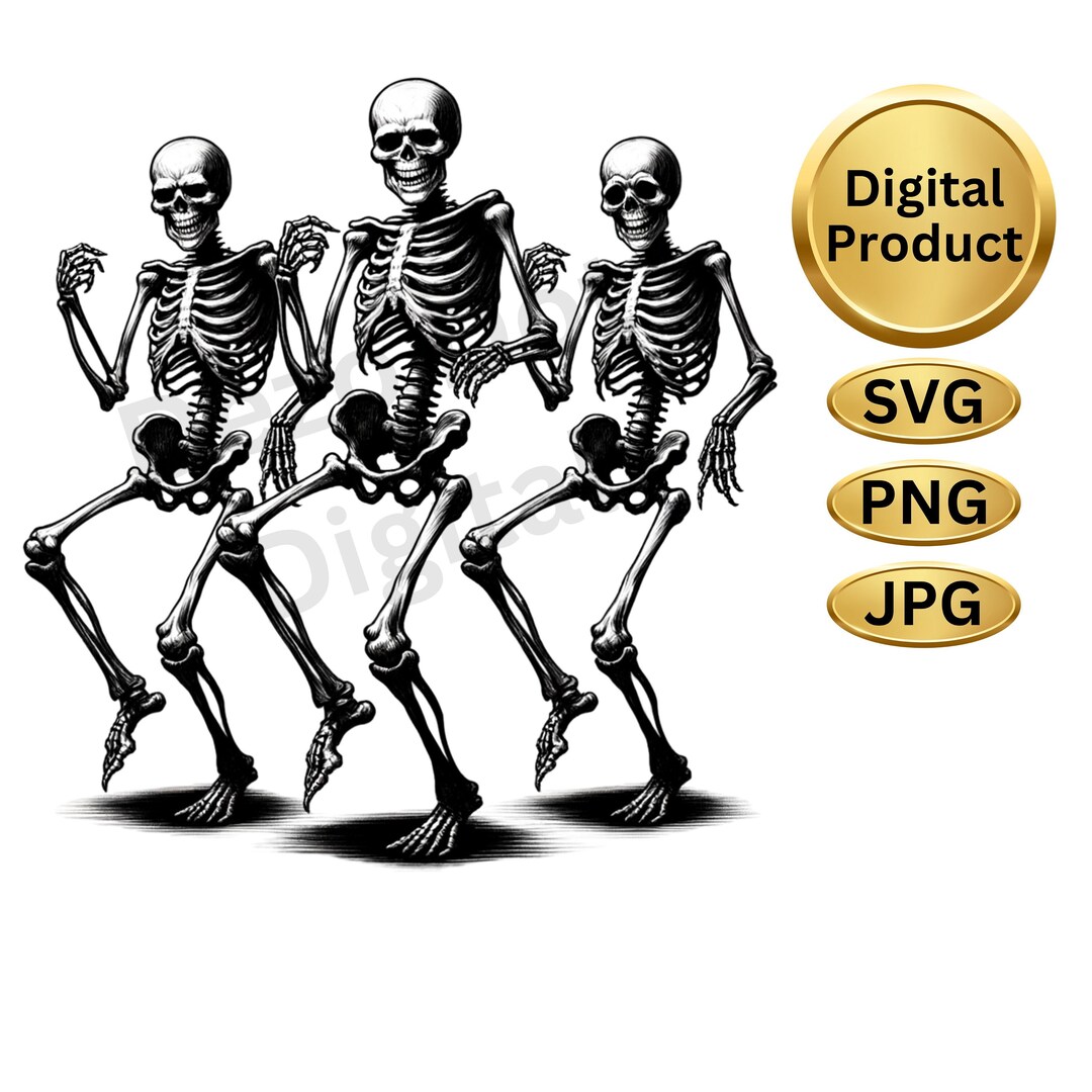 Dancing Skeleton SVG File, Digital Skeleton PNG, Digital JPG File ...