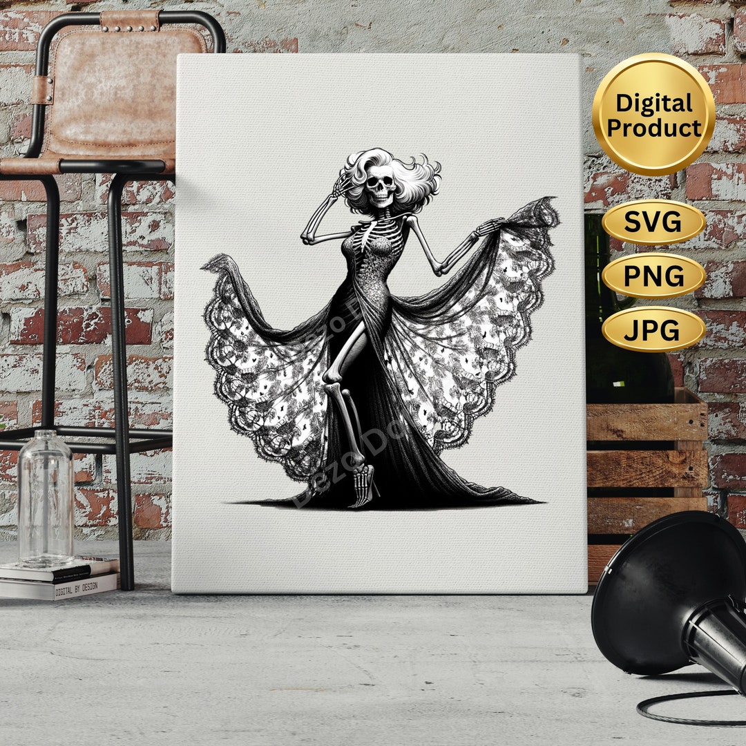 Glamorous Skeleton SVG, Digital Skeleton PNG, Digital JPG File ...