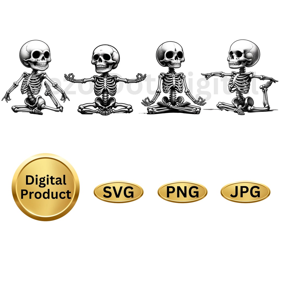 Skeletons Doing Yoga SVG Digital File Download, Digital PNG and JPG ...