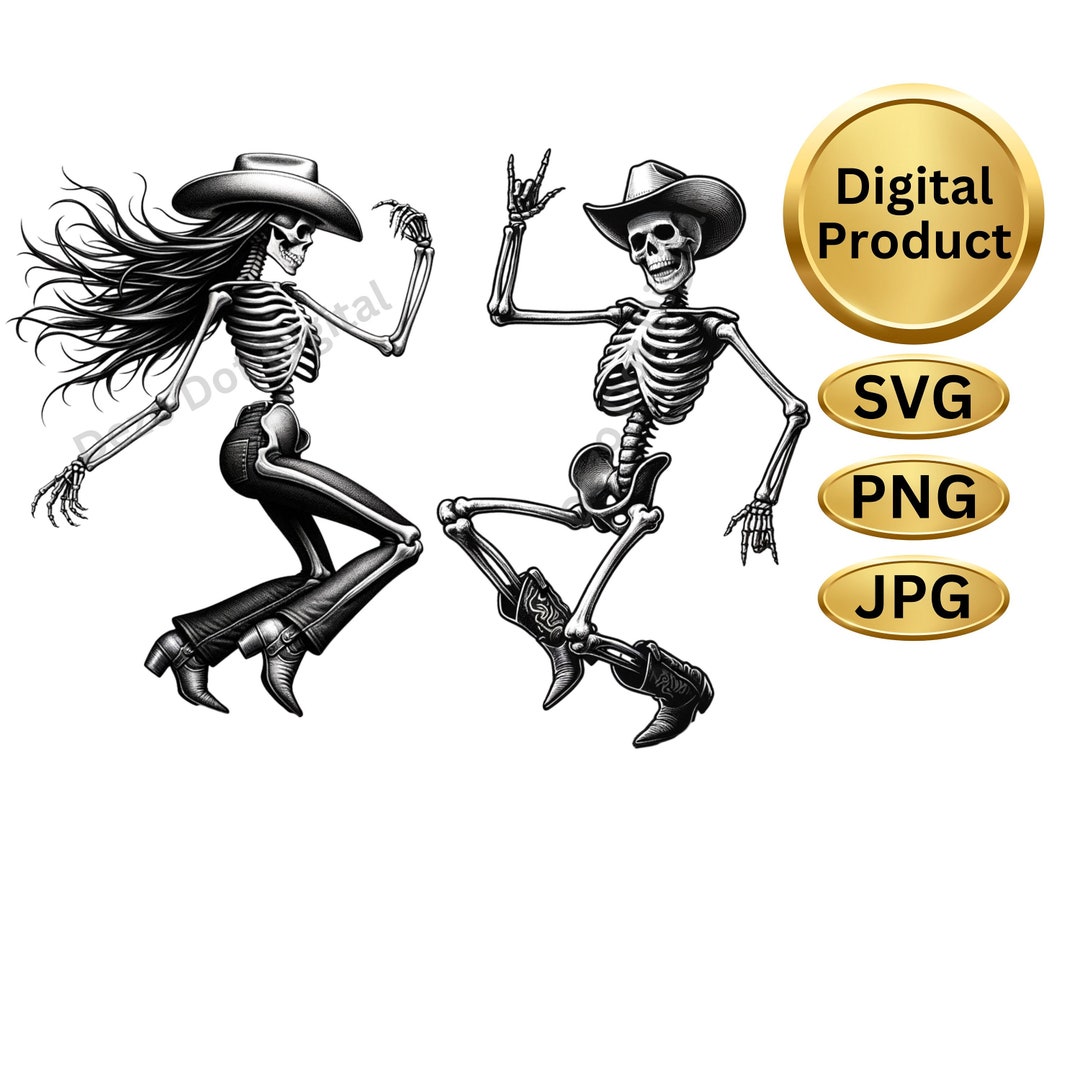 Dancing Skeleton SVG File, Digital Skeleton PNG, Digital JPG File ...