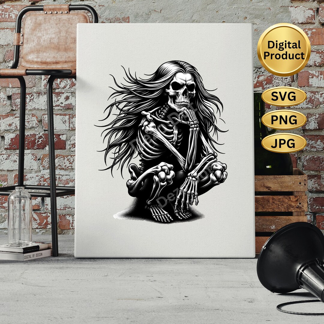 Deep in Thought Skeleton SVG File, Digital Skeleton PNG, Digital JPG ...