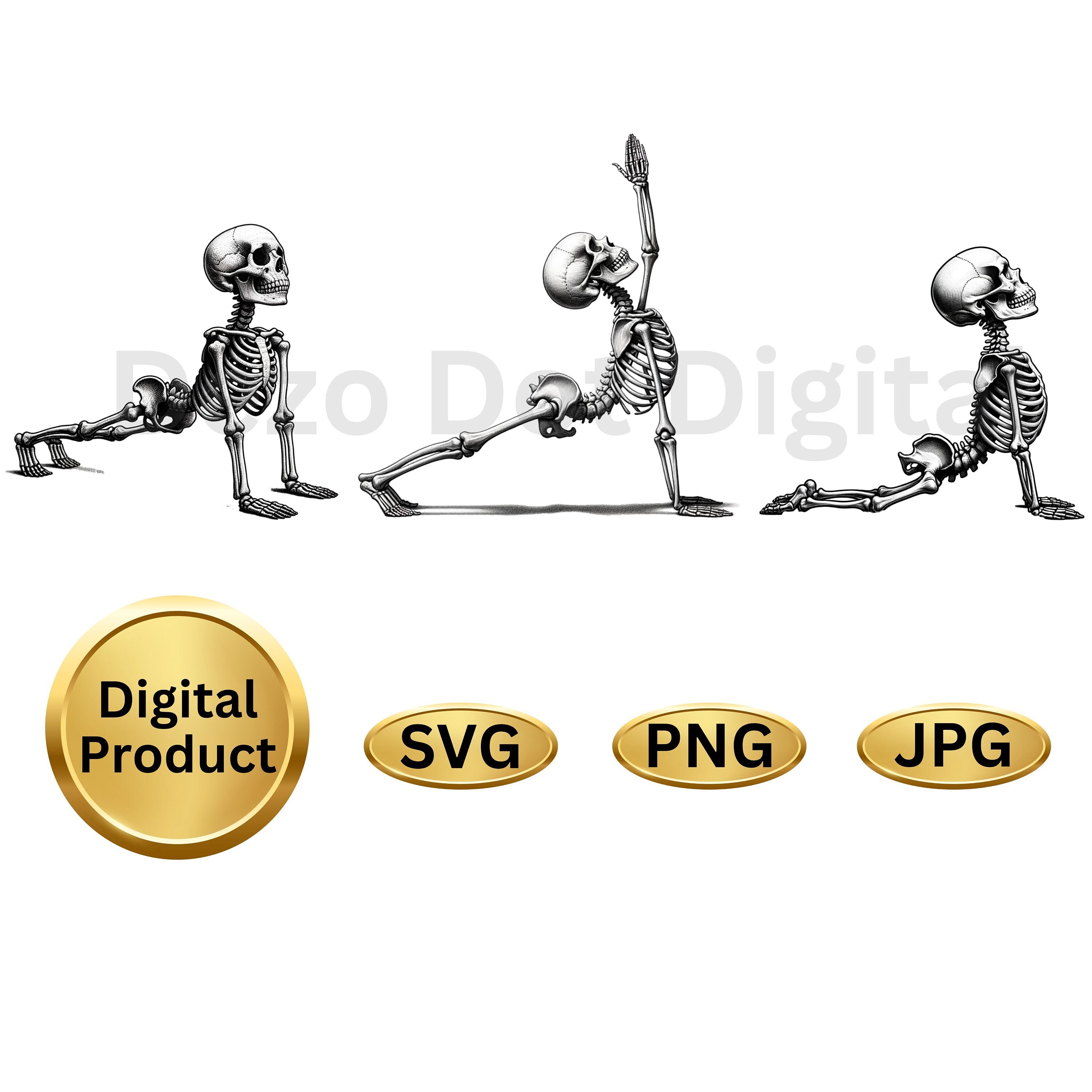 Skeletons Doing Yoga SVG Digital File Download, Digital PNG and JPG ...