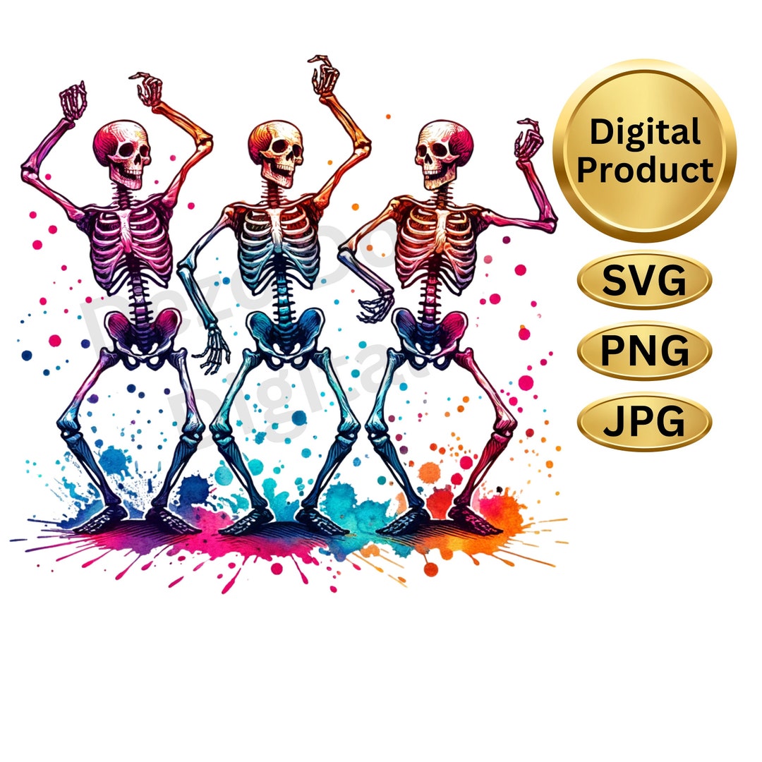 Dancing Skeleton SVG File, Digital Skeleton PNG, Digital JPG File ...