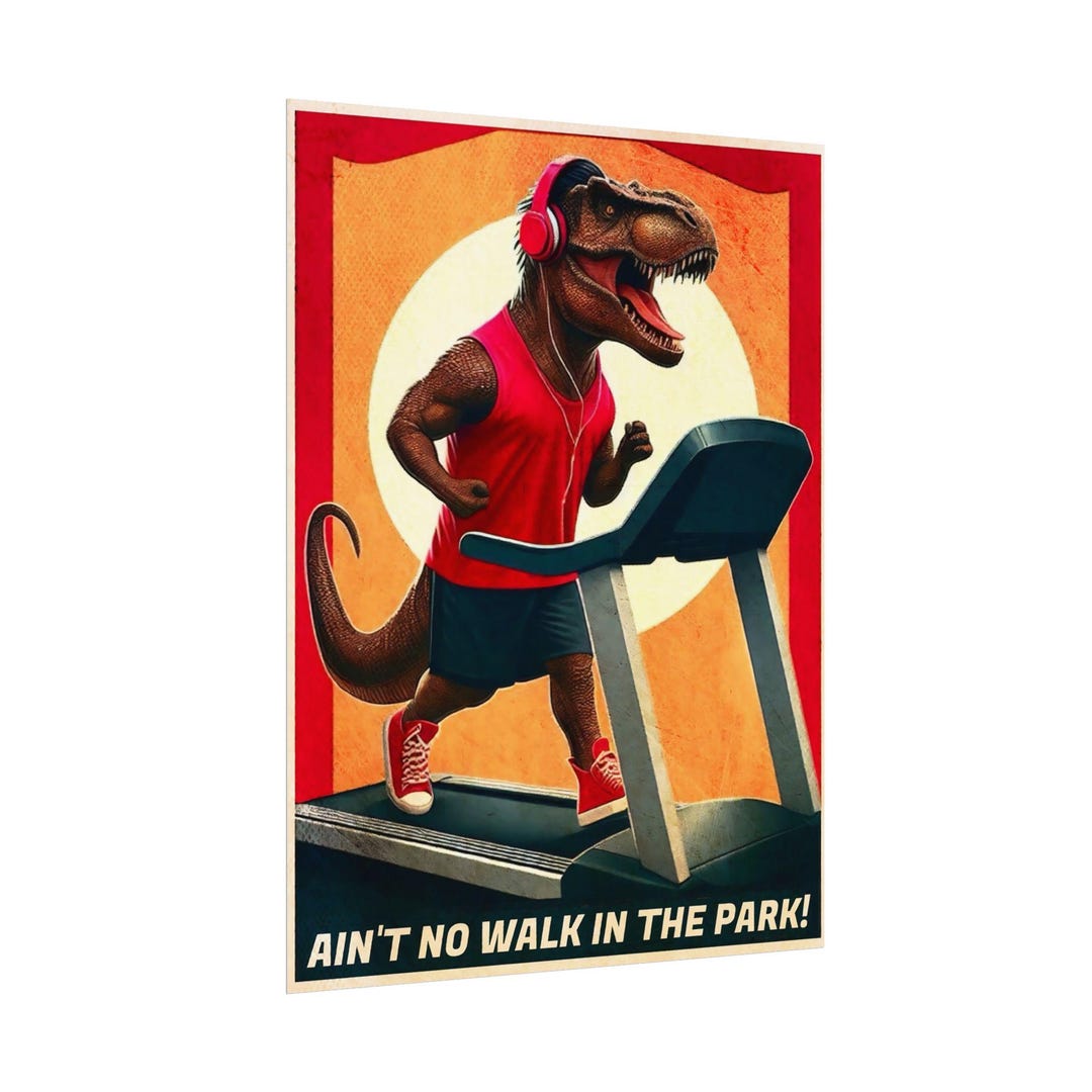 Rolled Posters Funny Dinosaur Workout Poster, Gym Decor, Fitness Wall ...