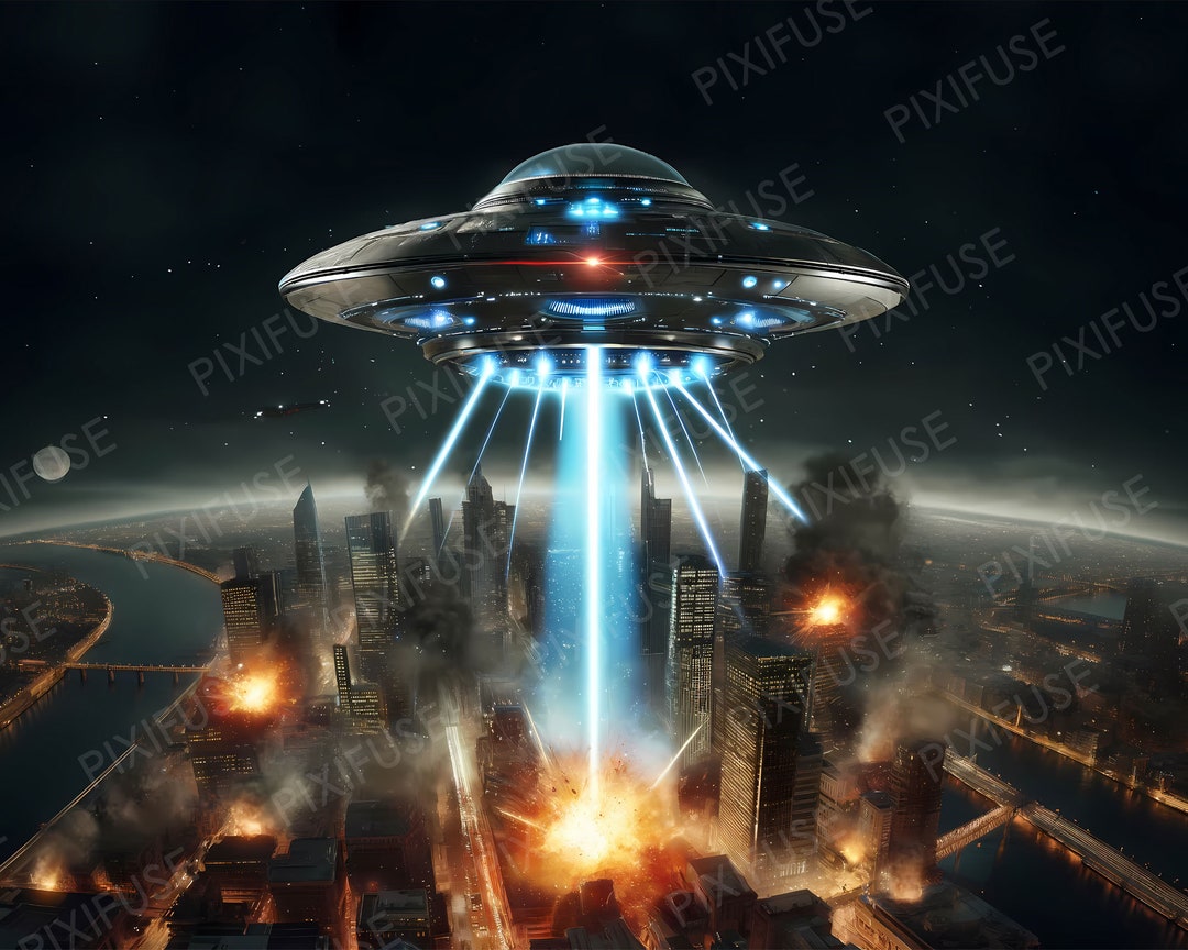 Epic Alien Invasion Nightscape High-quality Digital Art Print JPG - Etsy