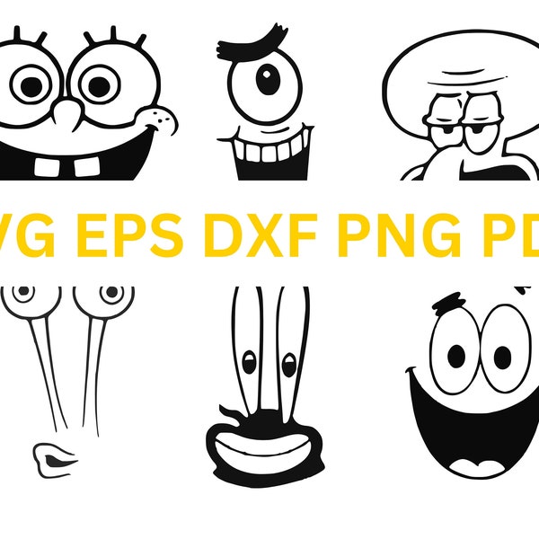 Sponge Bob Faces Svg - Etsy