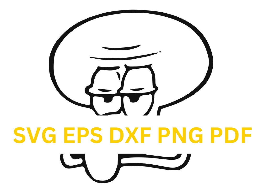 Squidward Face SVG, Squidward, Squidward Outline, Squidward Silhouette ...