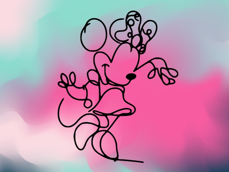 Minnie Mouse With Lines Svg, Eps, Dxf, Pdf, Png, Family Trip SVG ...