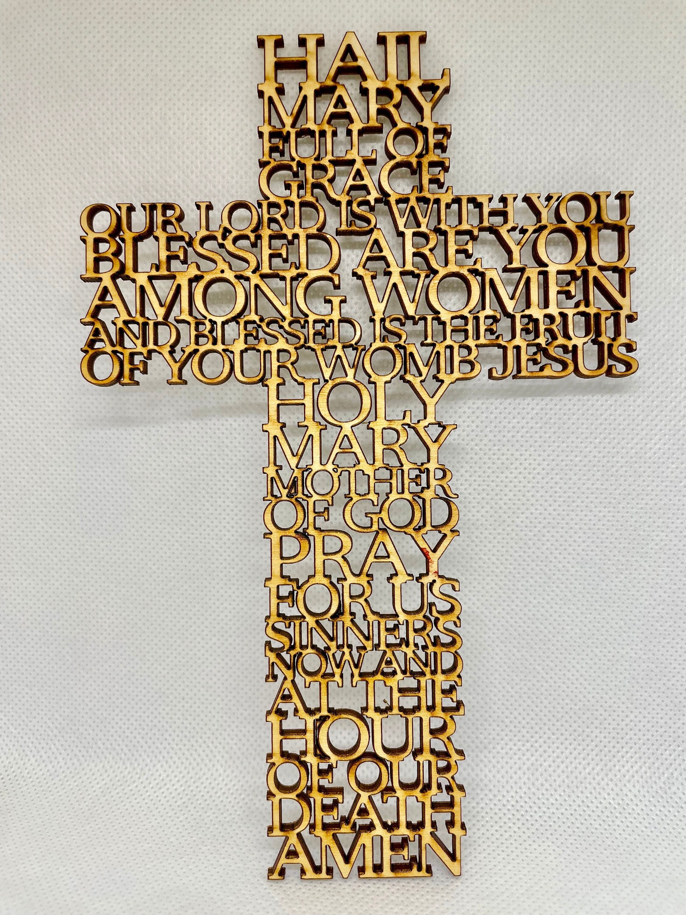 Hail Mary Cross, Prayer, Laser Cut - Etsy
