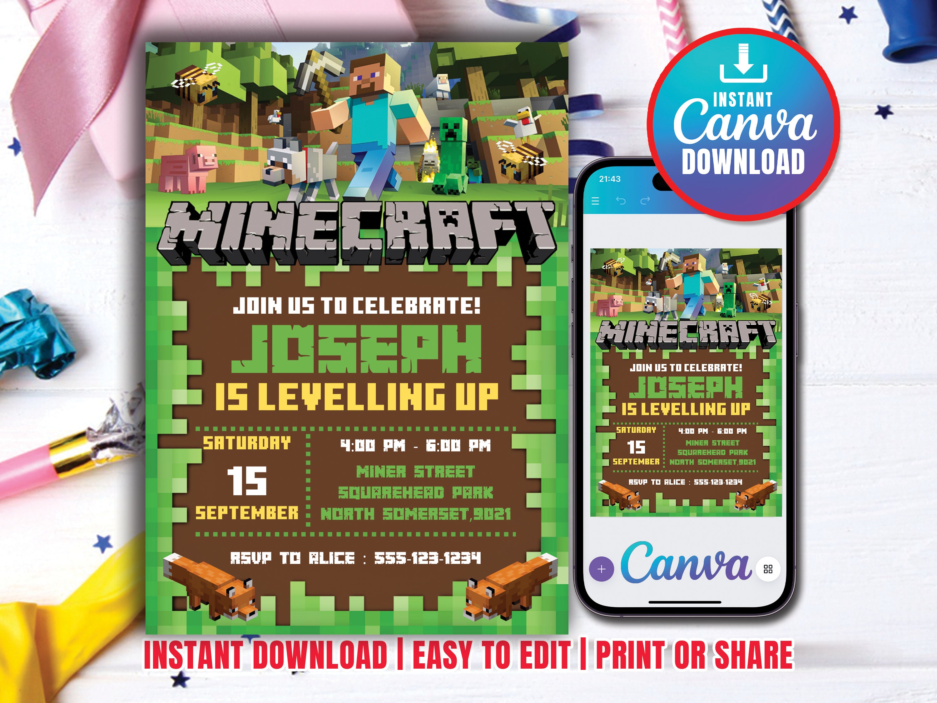 Minecraft Birthday Invitation Clever Wording Minecraft Party