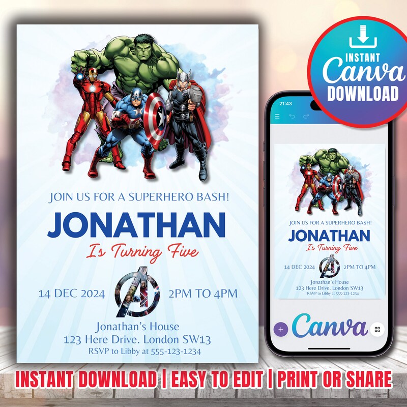 Superhero Invitation - Etsy