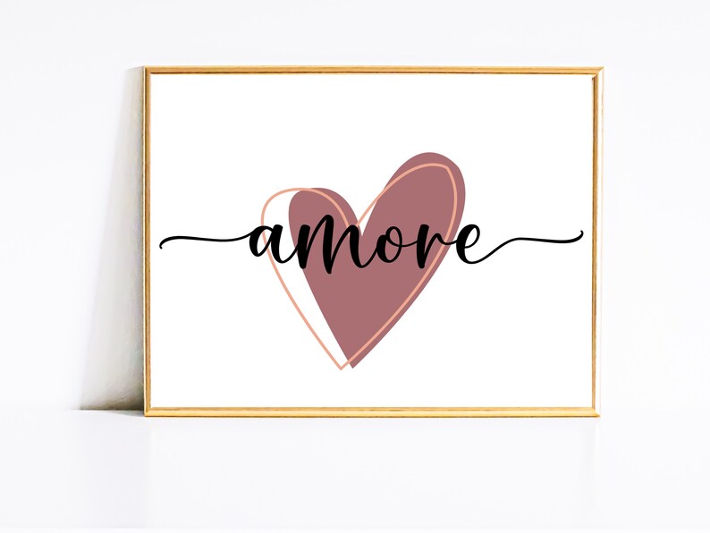 Printable Amore Wall Art, Black and White Minimalist Romantic Print ...