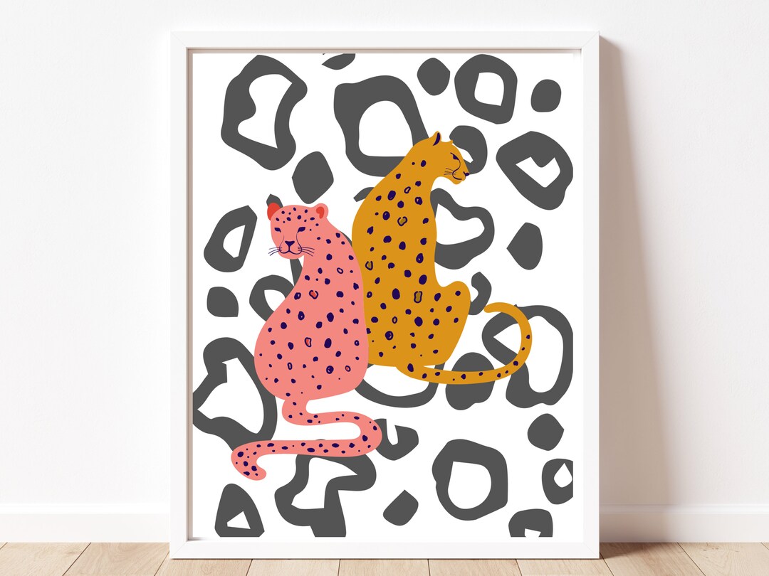 Pink Cheetah Wall Art Printable Leopard Print Decor, Modern Cheetah ...