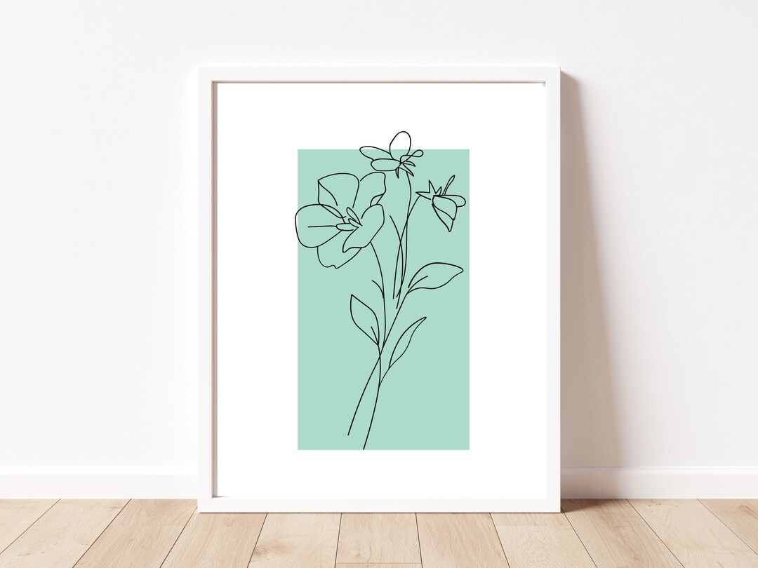 Flower Line Art, Boho Flower Line Art Printable, Minimalist Floral Line ...