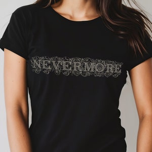 Nevermore Tee | Dark Academia Top | Baroque Lettering | Women's T-shirt ...