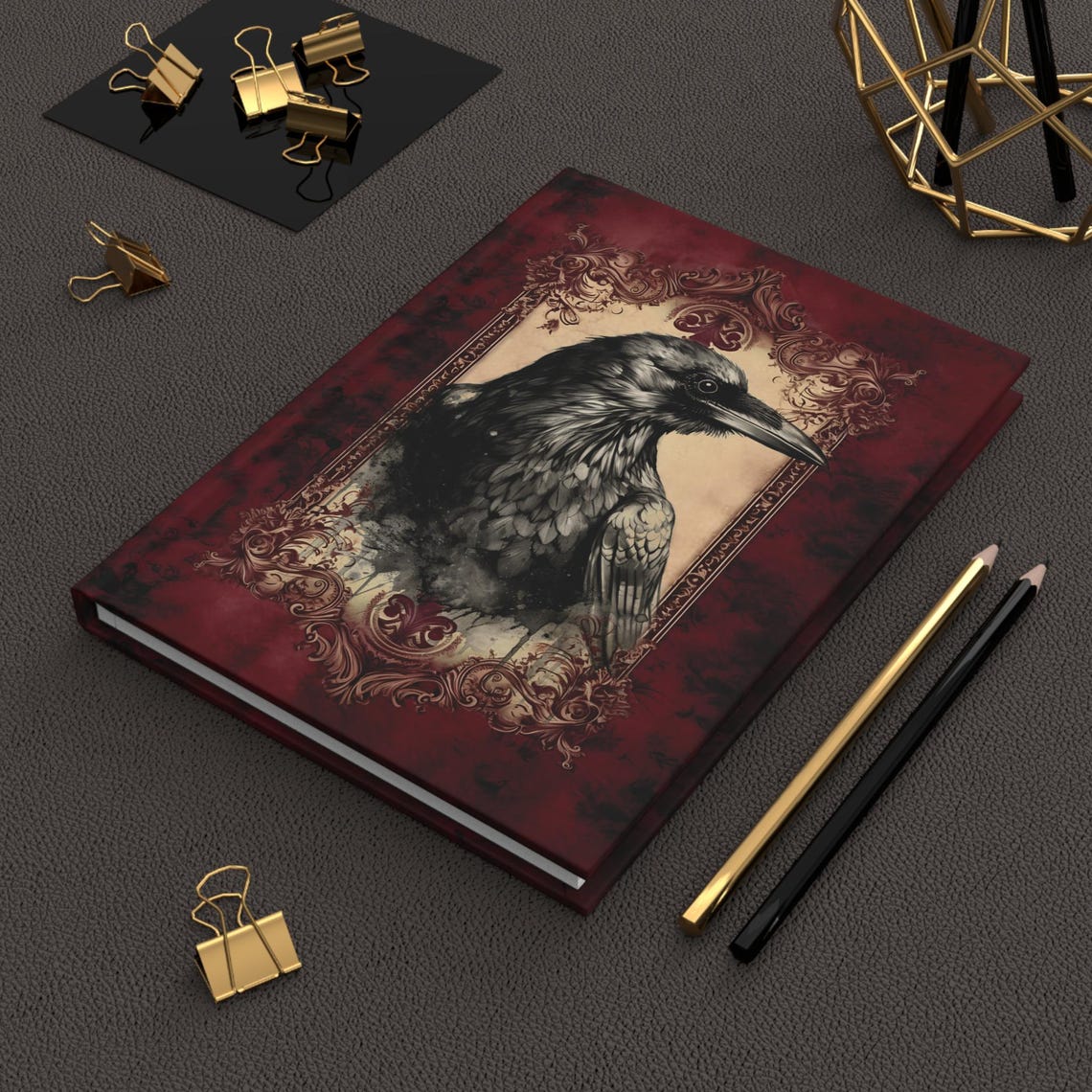 Raven Notebook | Victorian Gothic Lined Journal | Hardcover Book ...