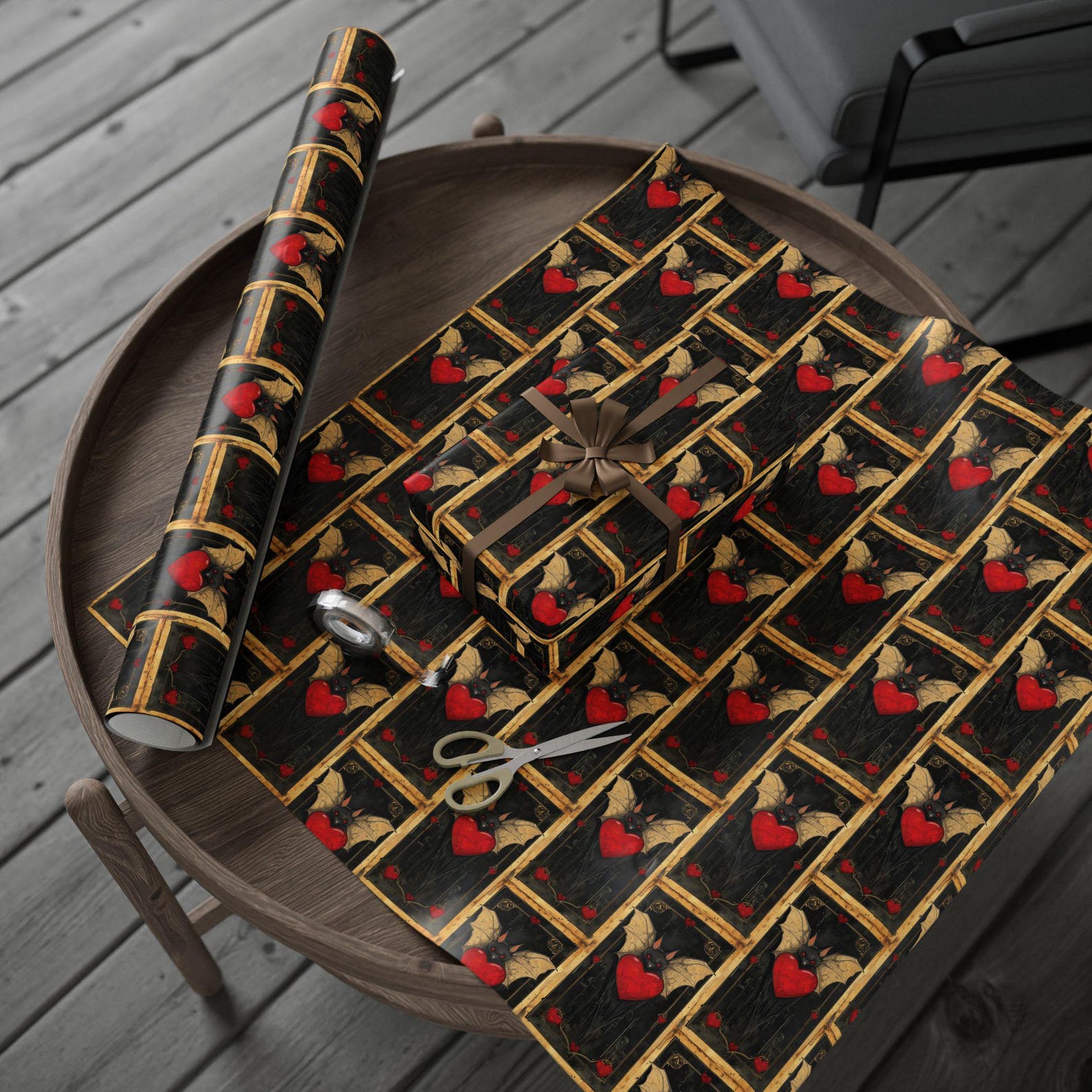 Vampire Bat Wrapping Paper, Gothic Gift Wrap, Creepy Packaging, Dark ...