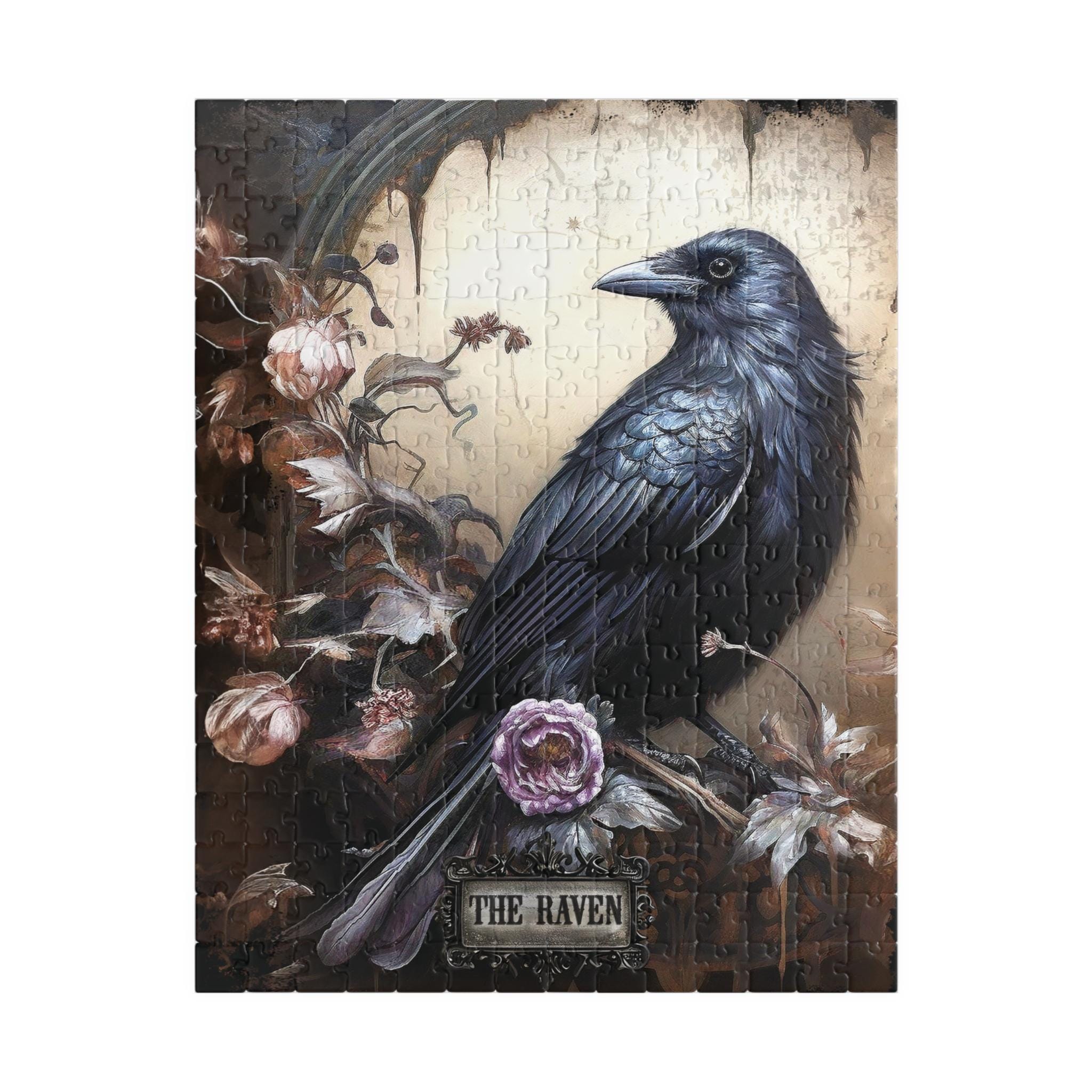 The Raven Jigsaw Puzzle, Edgar Allan Poe, Gothic Floral Design ...