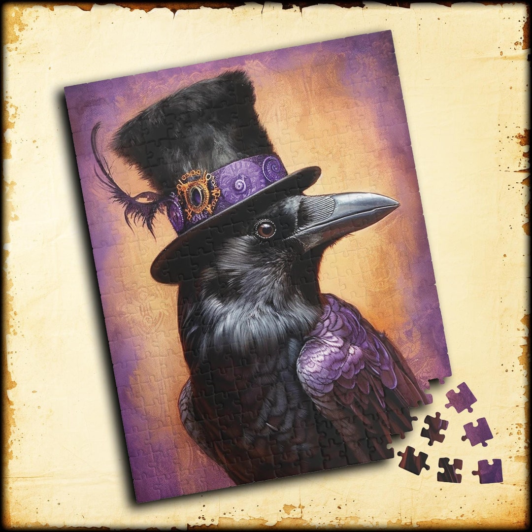 Steampunk Raven Jigsaw Puzzle | Gothic Puzzle | Fancy Victorian Crow ...