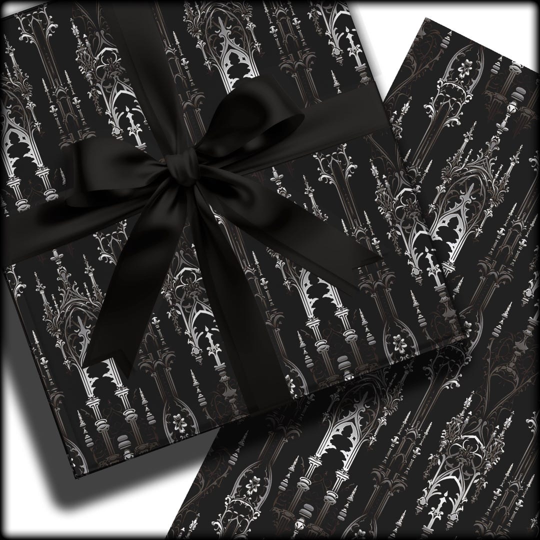 Gothic Cathedral Wrapping Paper, Victorian Vampire Style Packaging ...