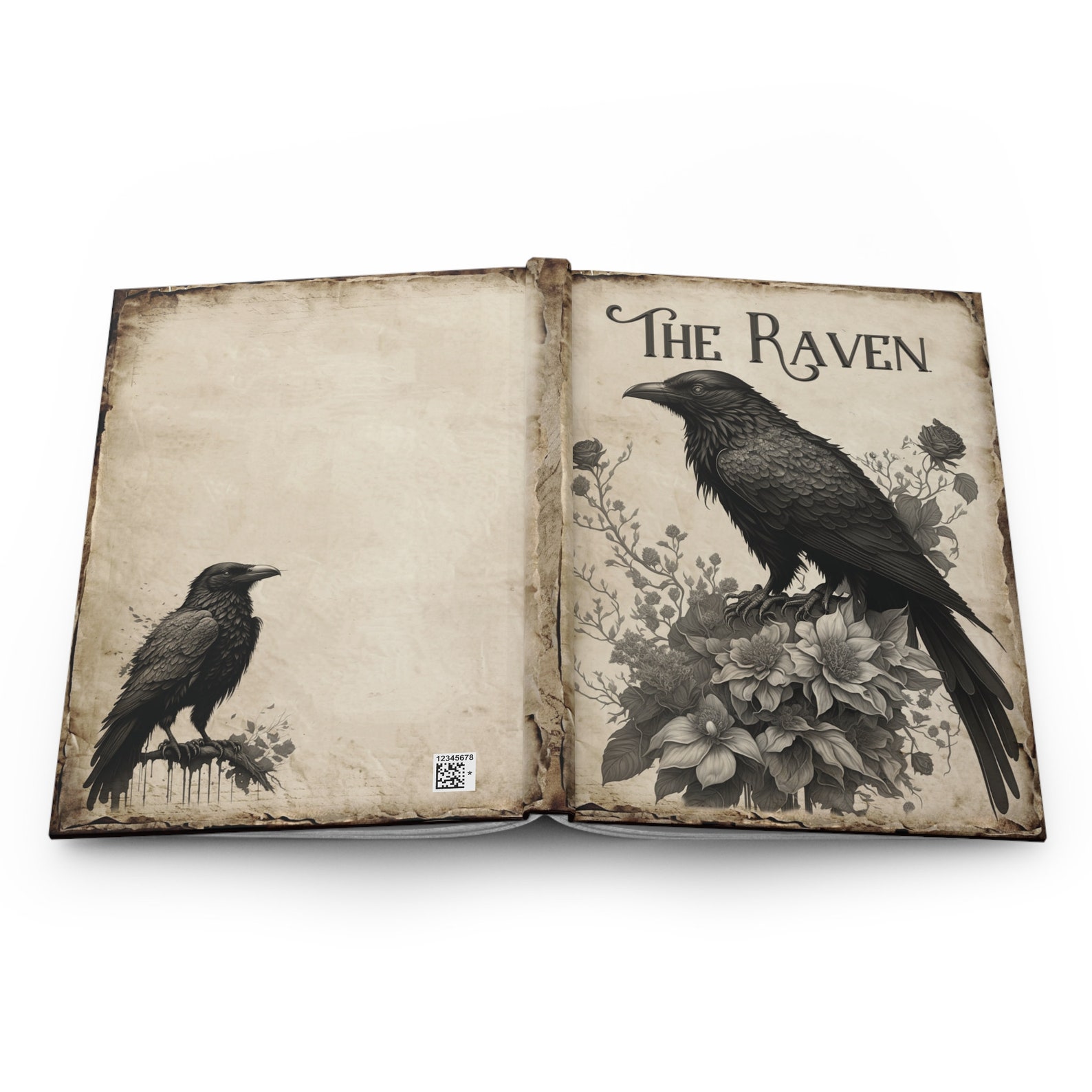 The Raven Journal | Edgar Allan Poe Lined Notebook | Gothic Hardcover ...