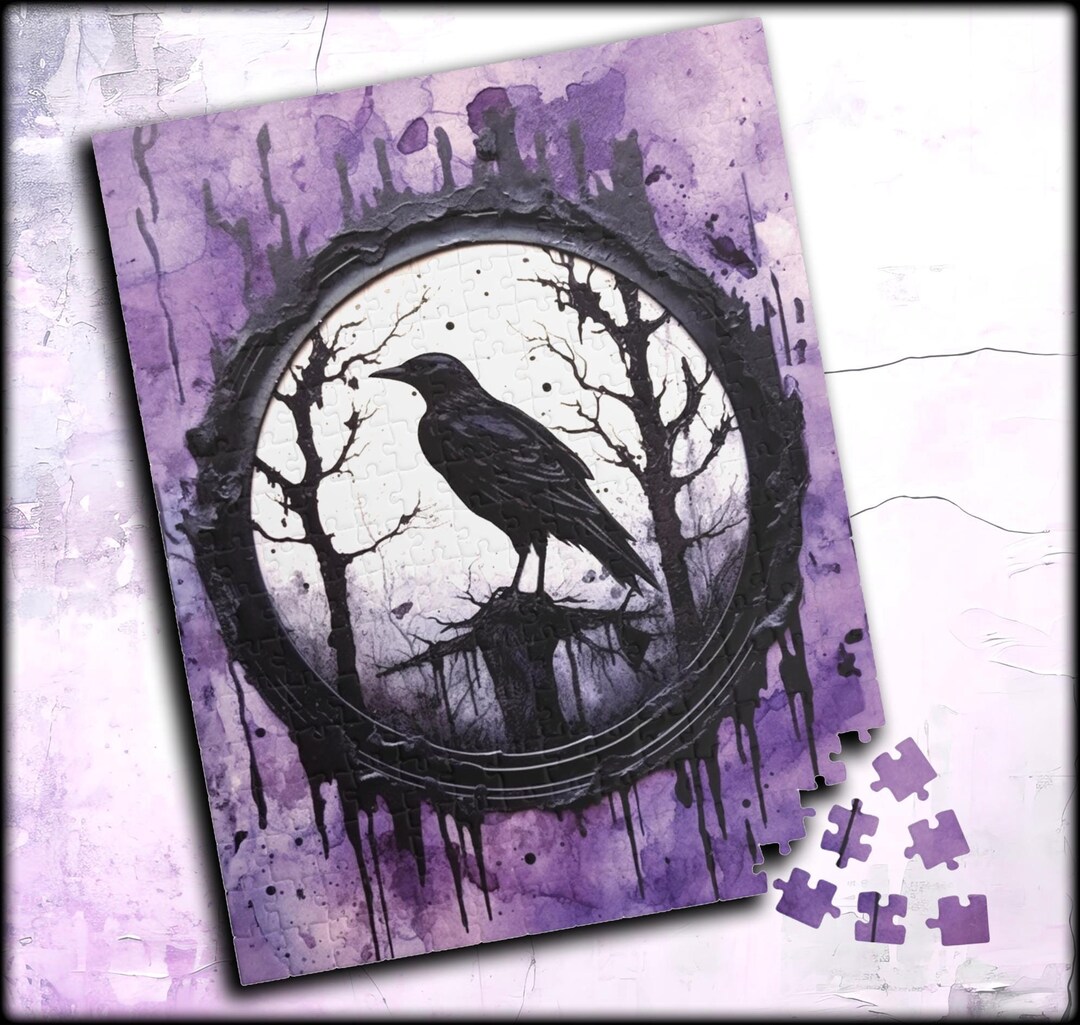 Raven Jigsaw Puzzle Dark Art Gothic Puzzle Crow Spooky Vibes Eerie ...