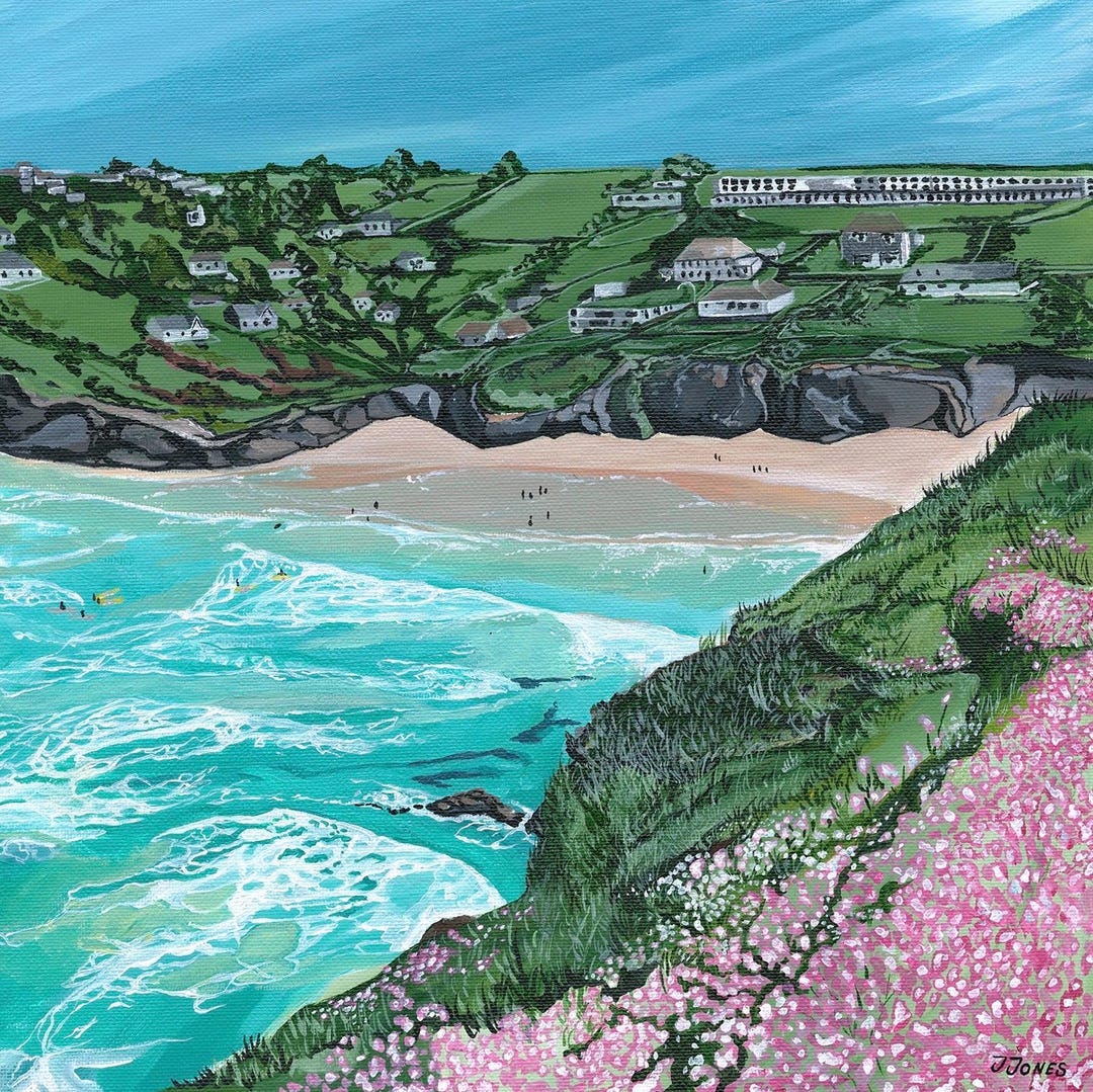 Mawgan Porth Beach, Cornwall Art Print, Art Print of Cornwall Beach ...