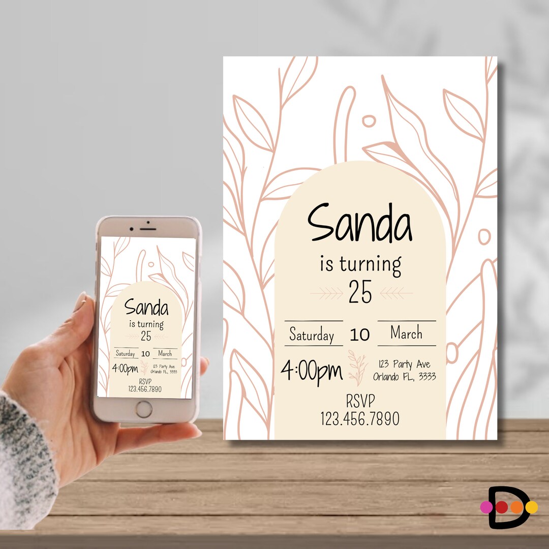 Boho Neutral Invitation Neutral Colors Digital Invitation - Etsy