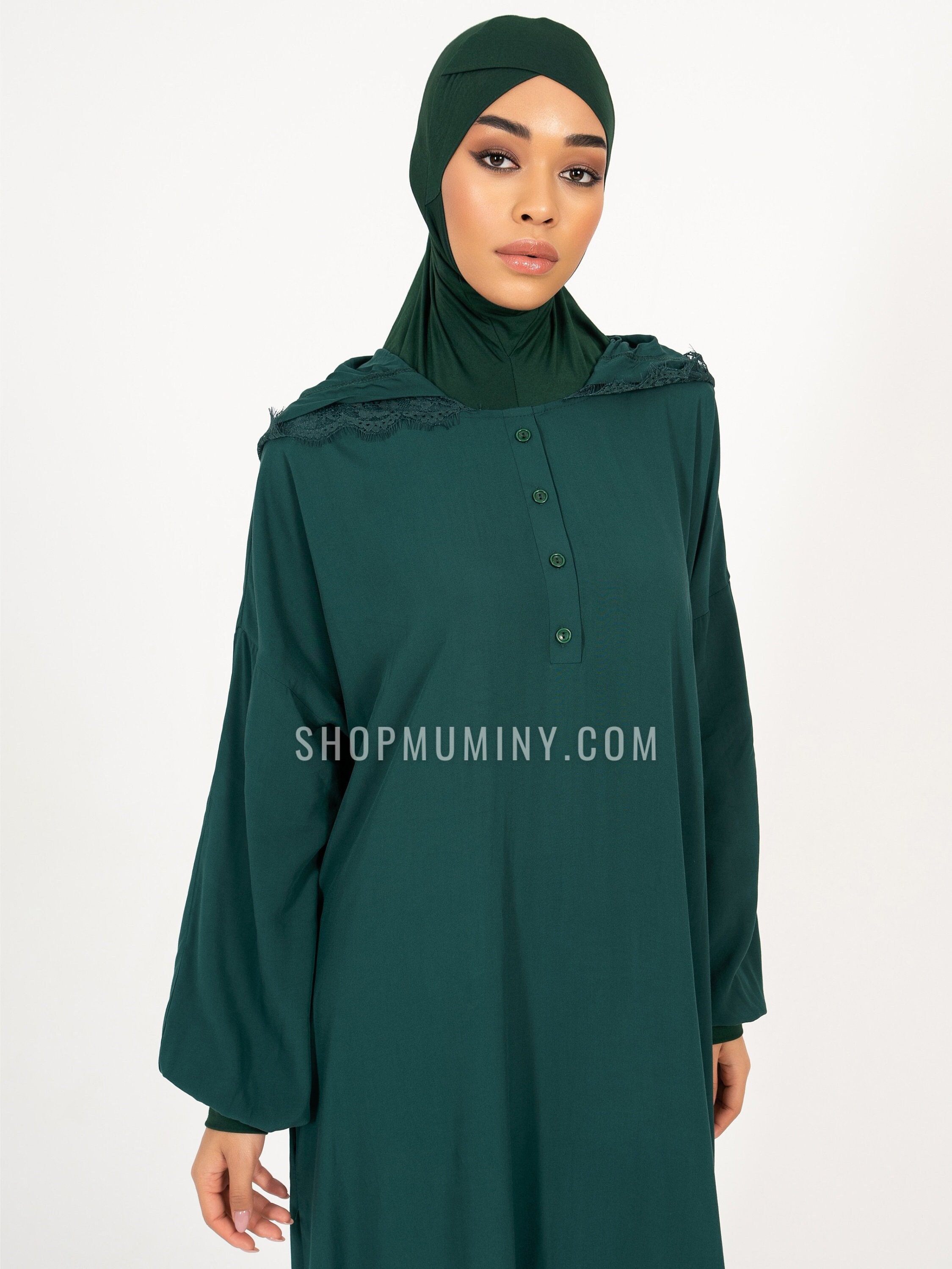 Emerald Green One-piece Hooded Prayer Dress, Prayer Jilbab, Prayer ...