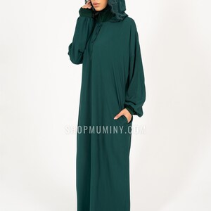 Emerald Green One-piece Hooded Prayer Dress, Prayer Jilbab, Prayer ...