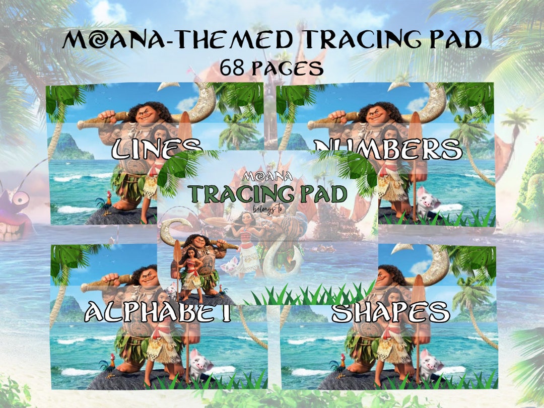Kids Tracing Workbook - Editable Thru Canva - Moana Theme - Etsy