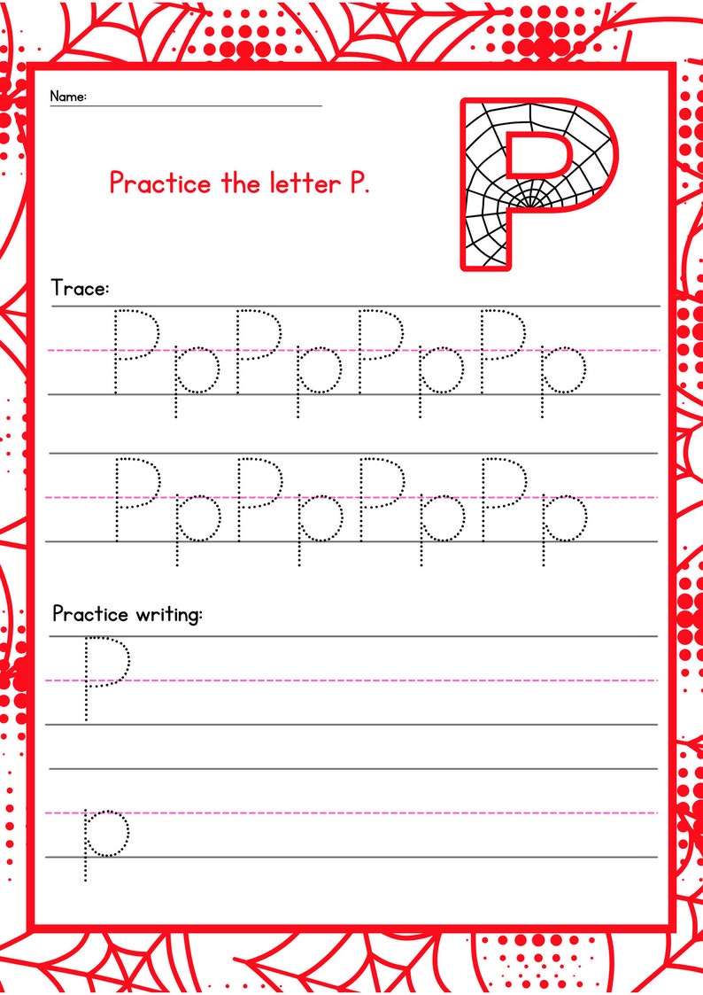 SPIDERMAN ABC Tracing Worksheet - Etsy