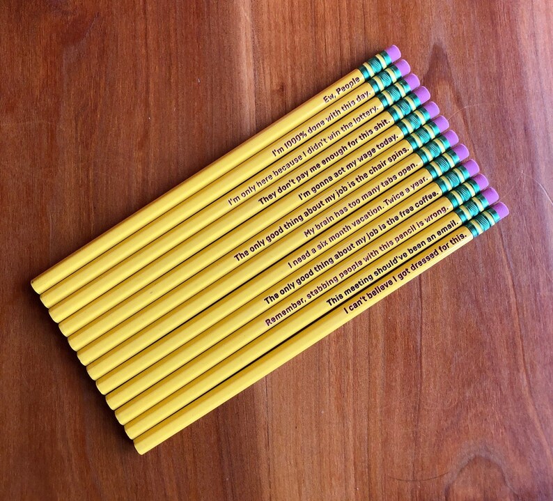 12 Funny Workplace Pencils. 12 Different Laser Engraved Phrases on ...