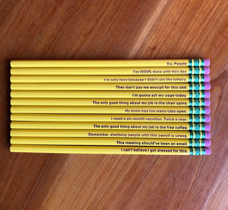 12 Funny Workplace Pencils. 12 Different Laser Engraved Phrases on ...