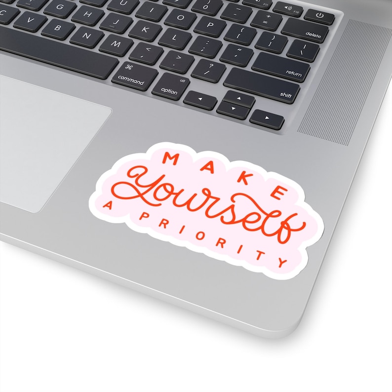Make Yourself a Priority Sticker Chic Coquette Design, Red/pink Sticker ...