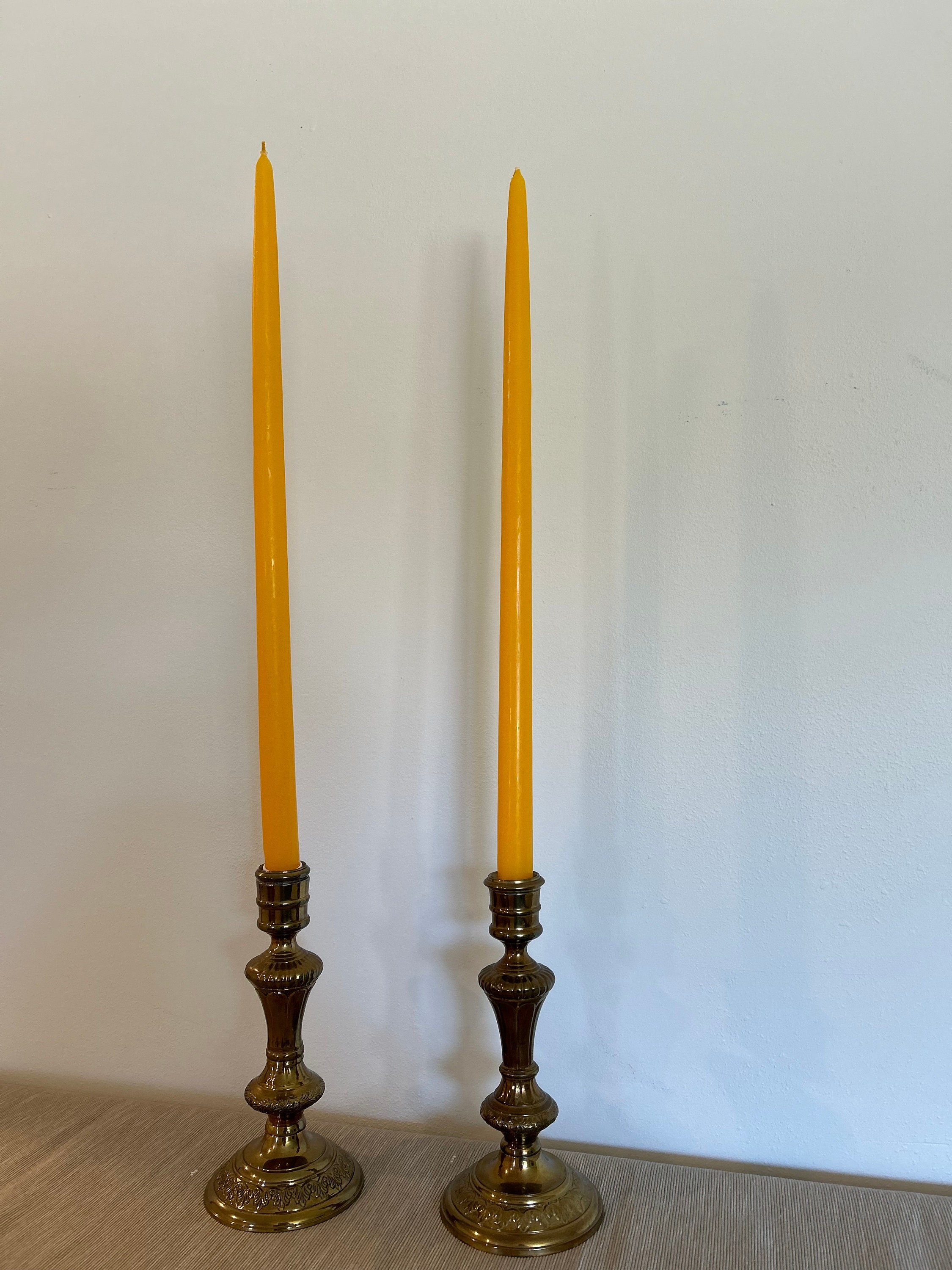 Yellow Candles Tapered Yellow Tall Candlestick Unscented 18 Inches ...