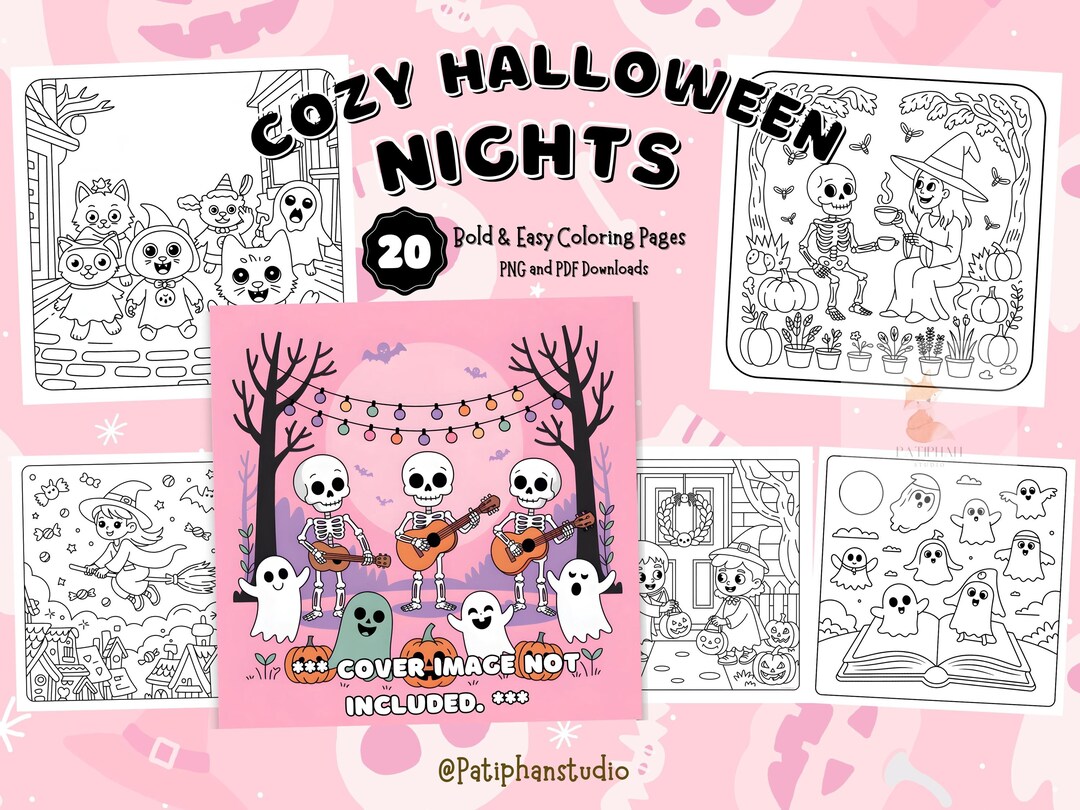 Cozy Halloween Nights Coloring Pages | Halloween Coloring Pages, Ghost ...