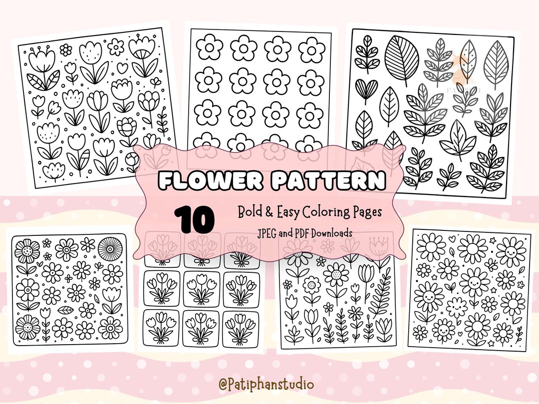Flower Pattern Coloring Pages | Bold and Easy Pattern Coloring Pages ...