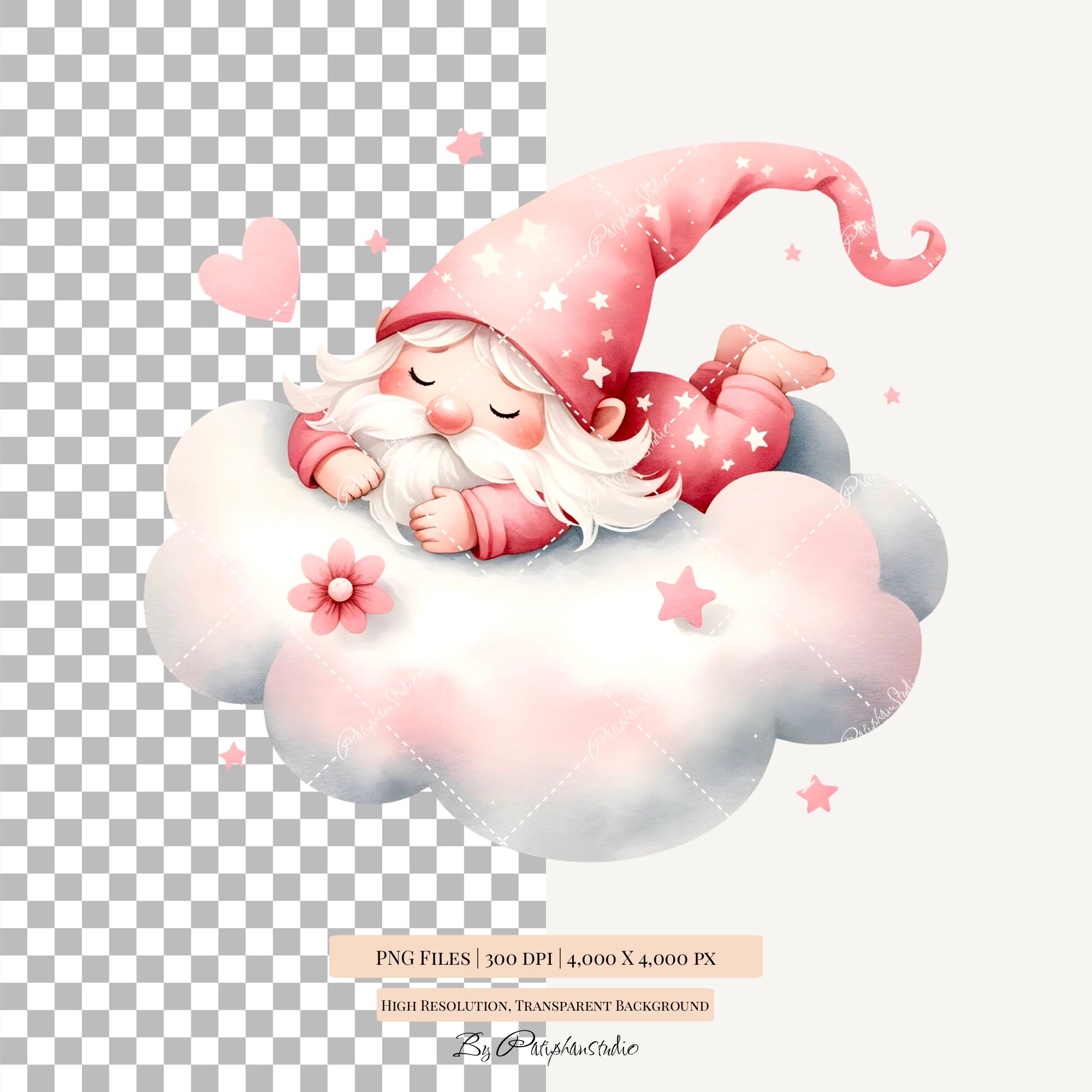 Watercolor Sleepy Gnome Clipart, Gnome Clipart, Cute Sleepy Gnomes ...