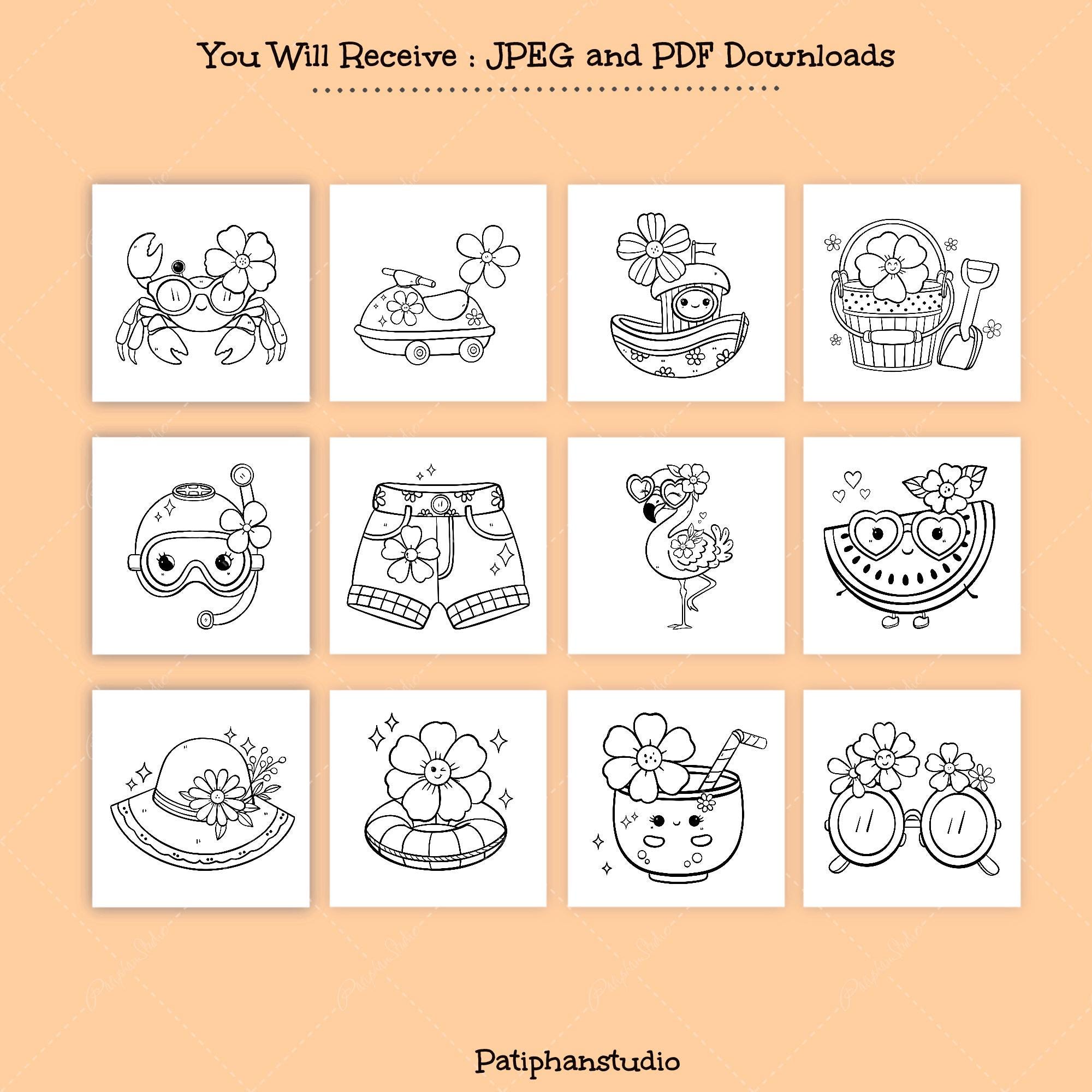 Groovy Summer Coloring Pages, Summer Coloring Pages, Cute Coloring ...