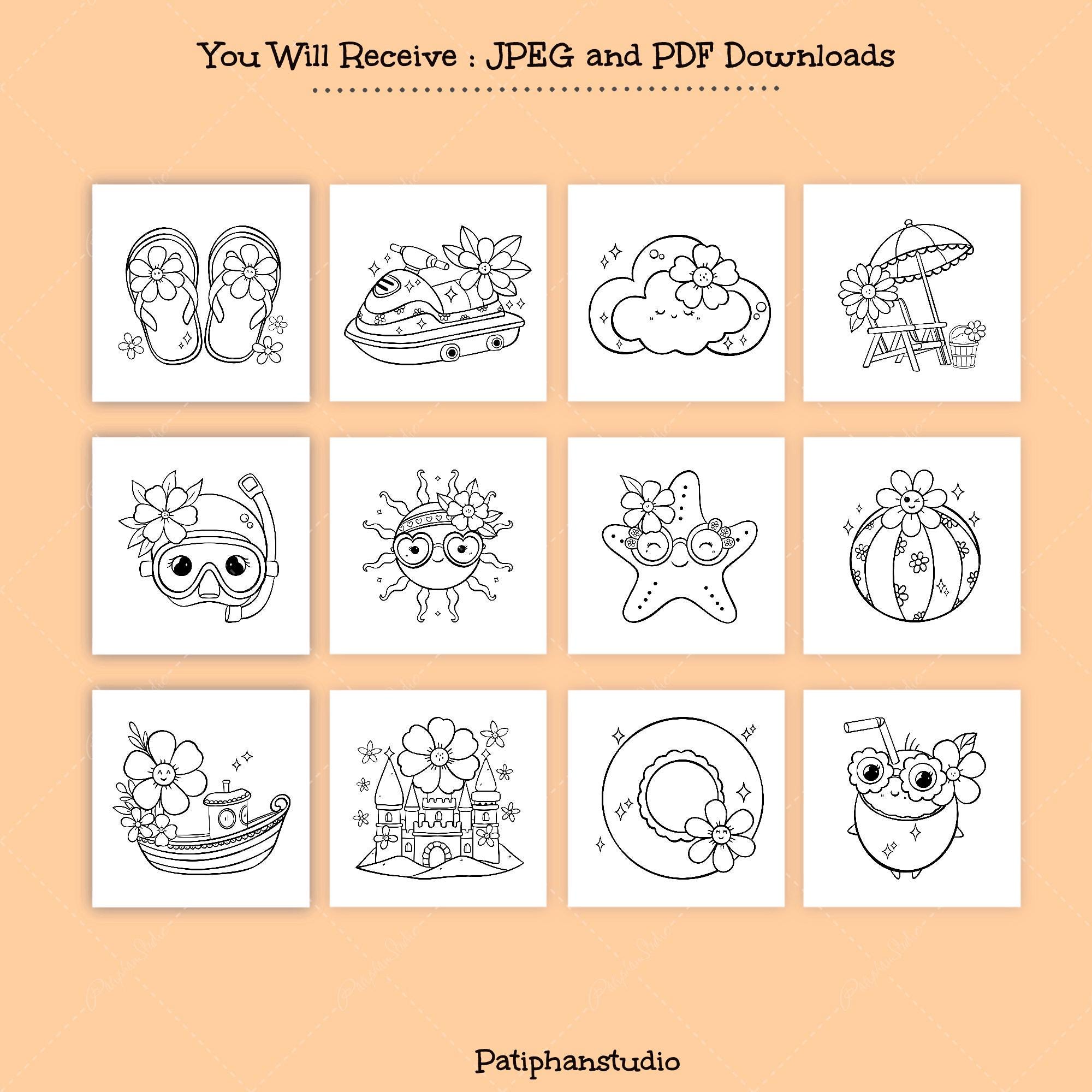 Groovy Summer Coloring Pages, Summer Coloring Pages, Cute Coloring ...
