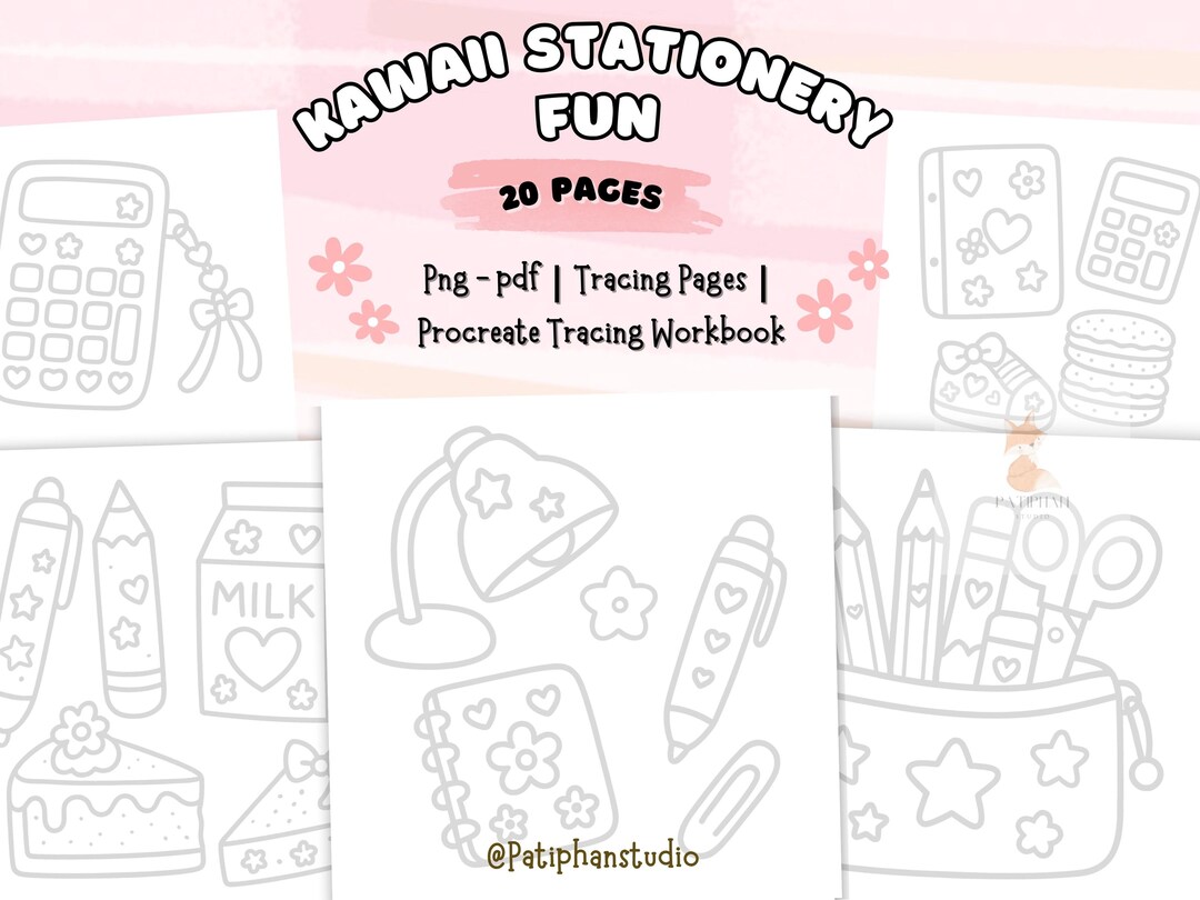 Kawaii Stationery Fun Tracing Sheets | School Tracing Pages, Tracing ...