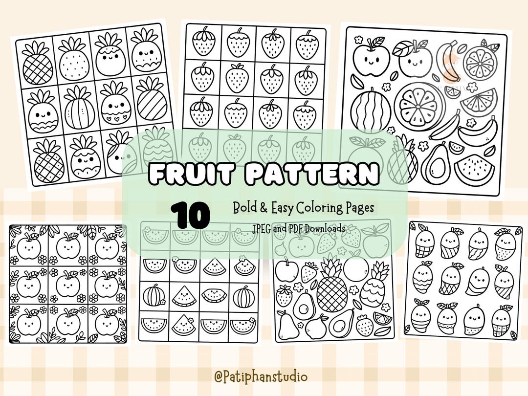 Fruit Pattern Coloring Pages | Bold and Easy Pattern Coloring Pages ...